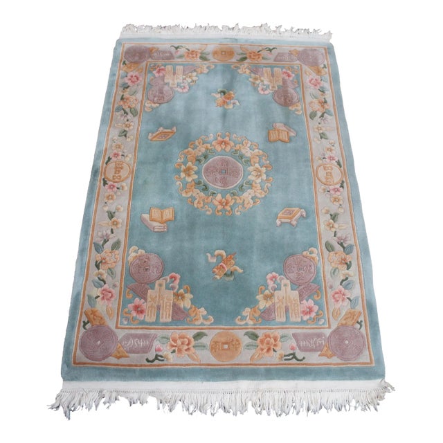 Vintage Chinese Wool Area Rug 4' X 6' | Chairish