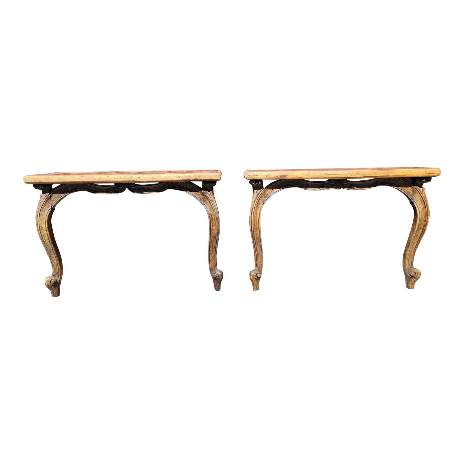1980s Two Vintage Oak Wood Console Tables | Chairish