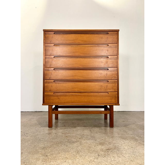 1960s Mid Century Danish Modern Teak 6 Drawer Chest Dresser by Nils ...
