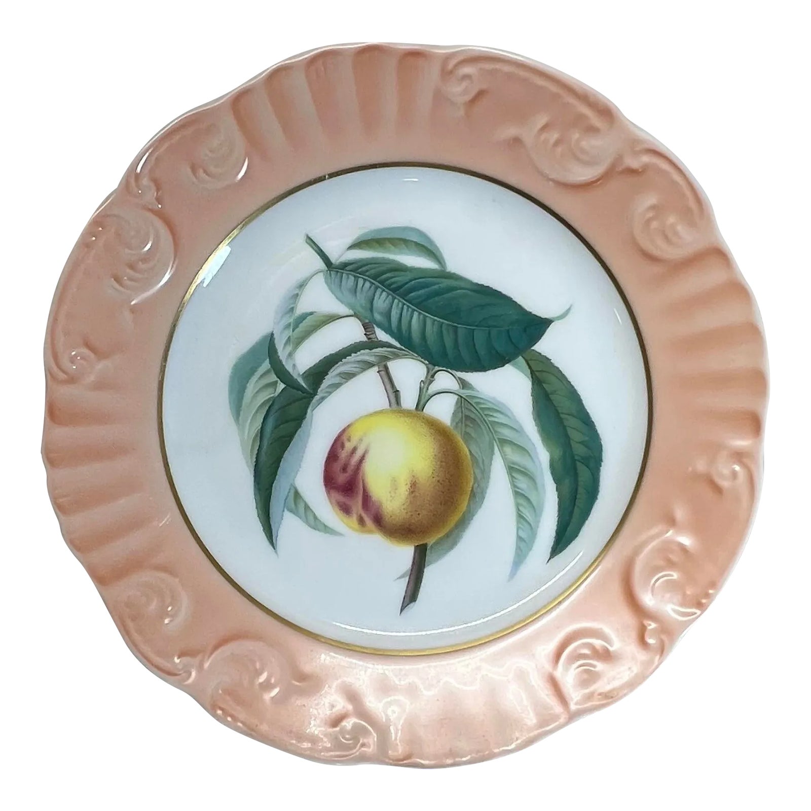 Mottahedeh Portugal Decorative Plate With Hand Painted Peach Design ...