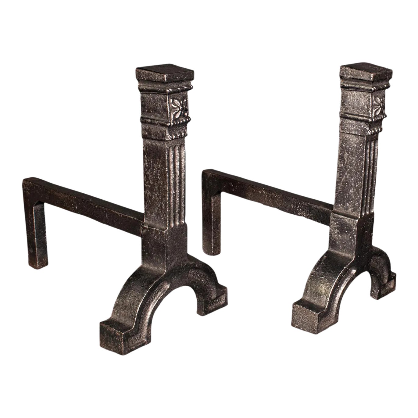 1900s Large Pair of Antique Victorian Andirons | Chairish