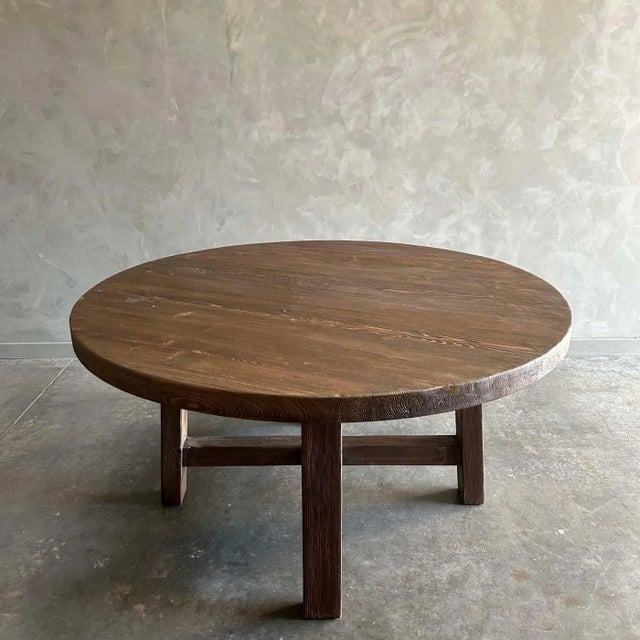 Custom Made Reclaimed Elm Wood Round Dining Table | Chairish