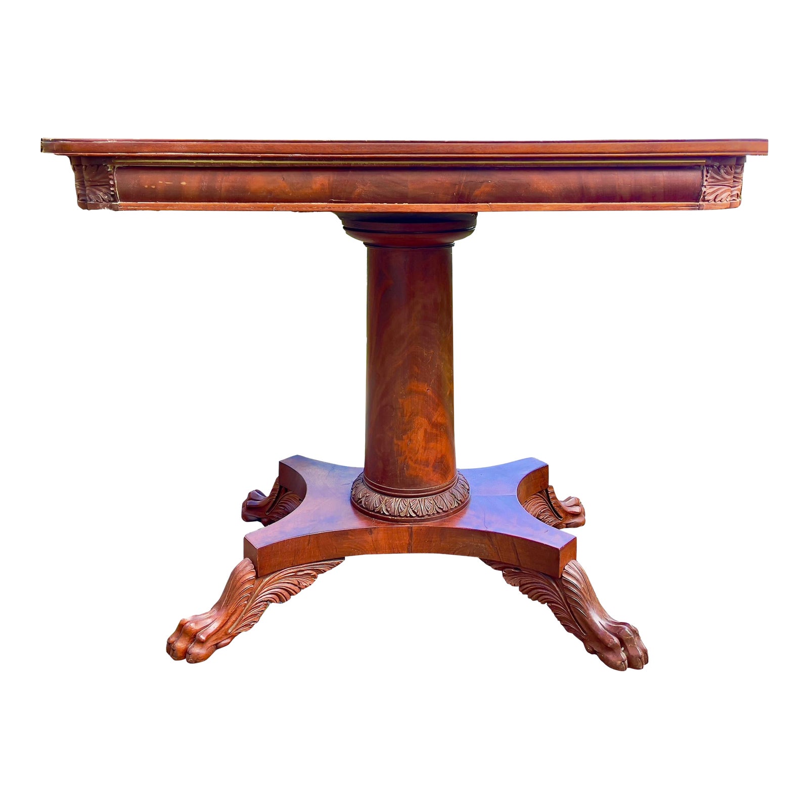 Antique American Federalist Pedestal Console Table in Flame Mahogany ...