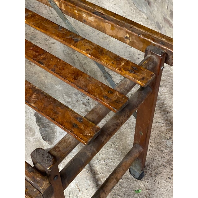 Vintage Factory Slat Folding Table | Chairish