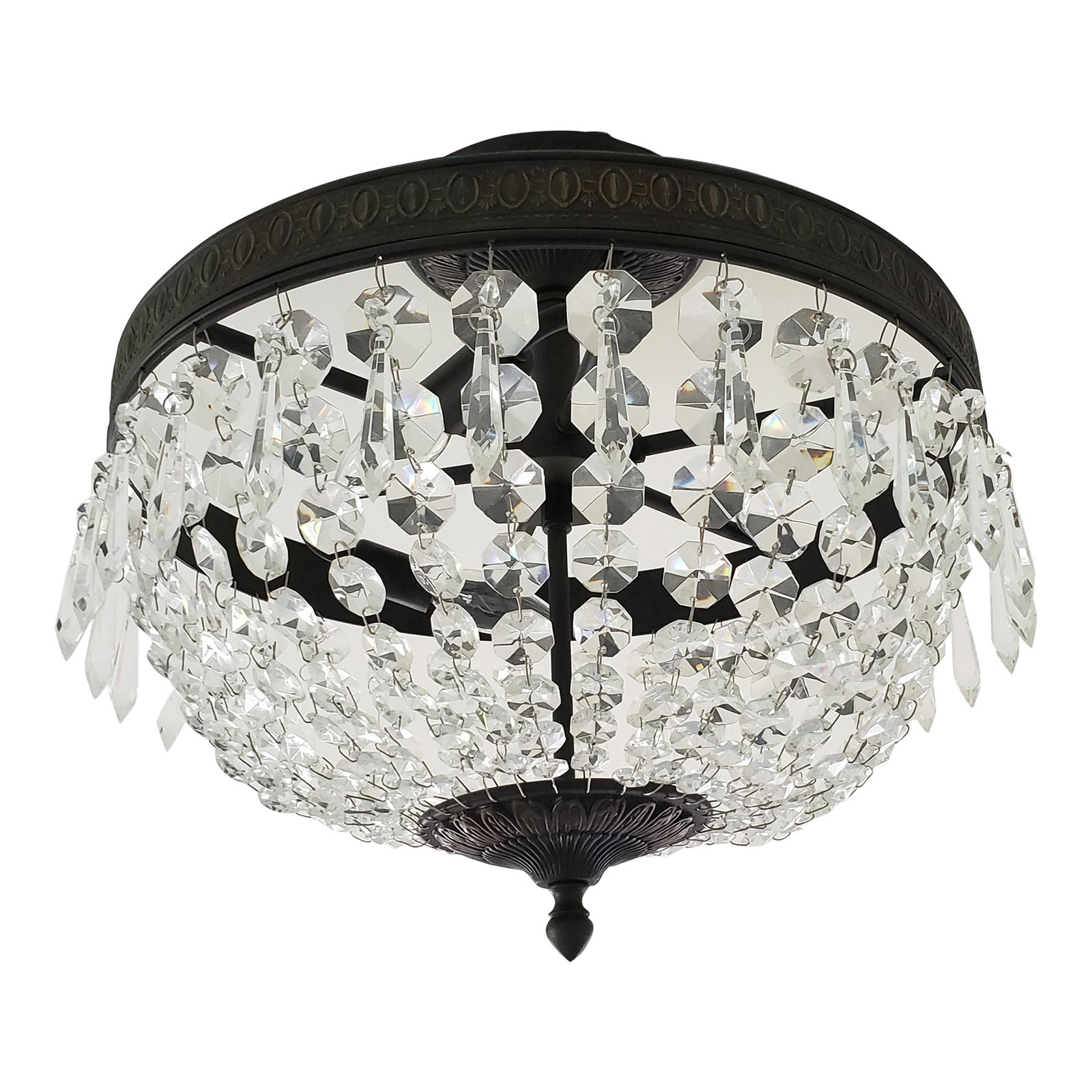 Crystal Ceiling Light With Danglers Detailed Band | Chairish