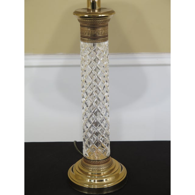 1990s Traditional Brass & Crystal Column Style Classical Lamp with ...