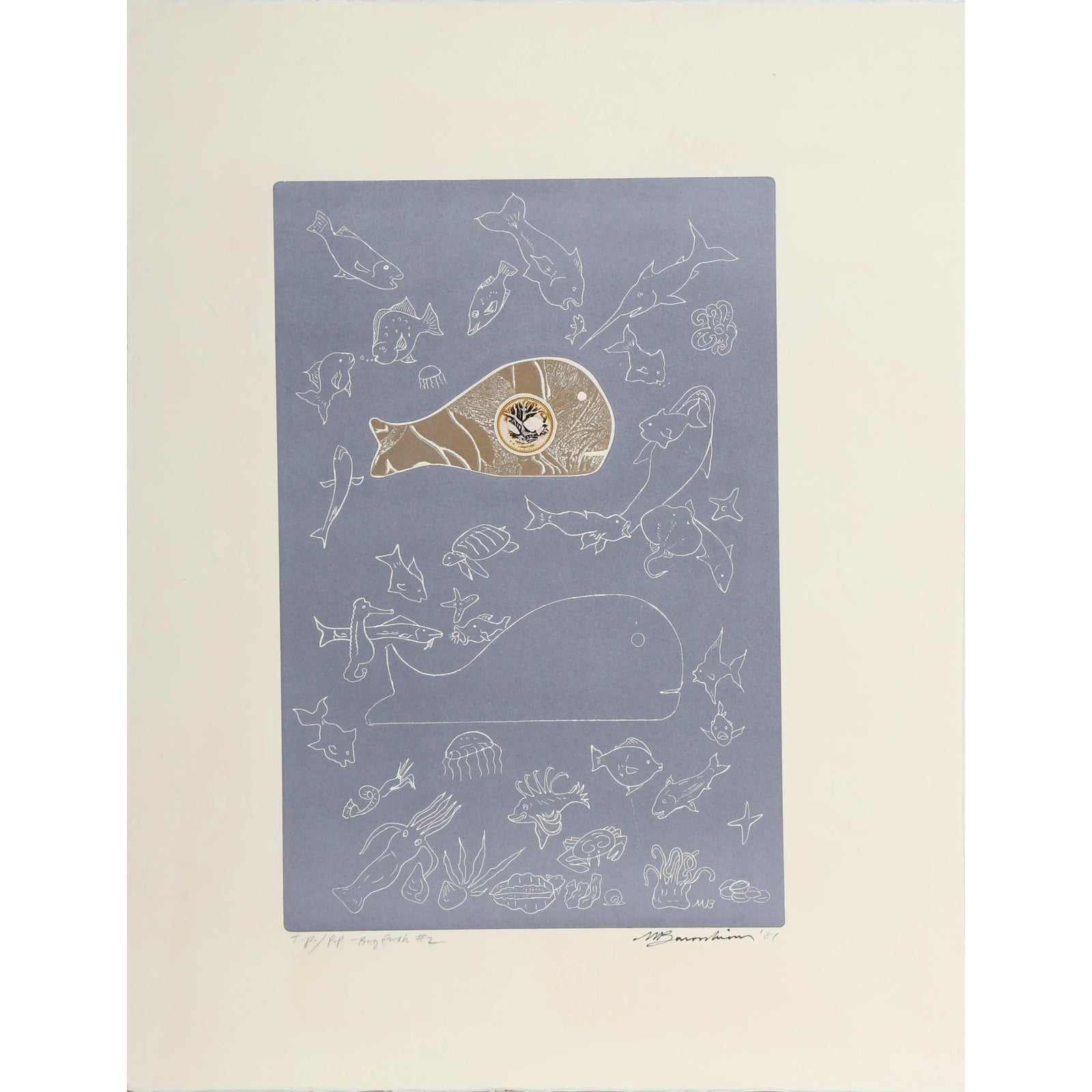 Big Fish #2, Martin Barooshian Etching with Aquatint | Chairish