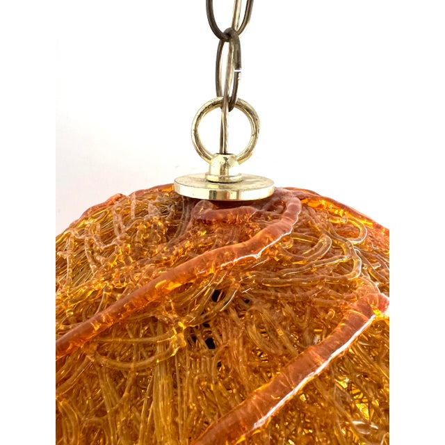 Mid-Century Orange Lucite Spun Spaghetti Swag Light | Chairish