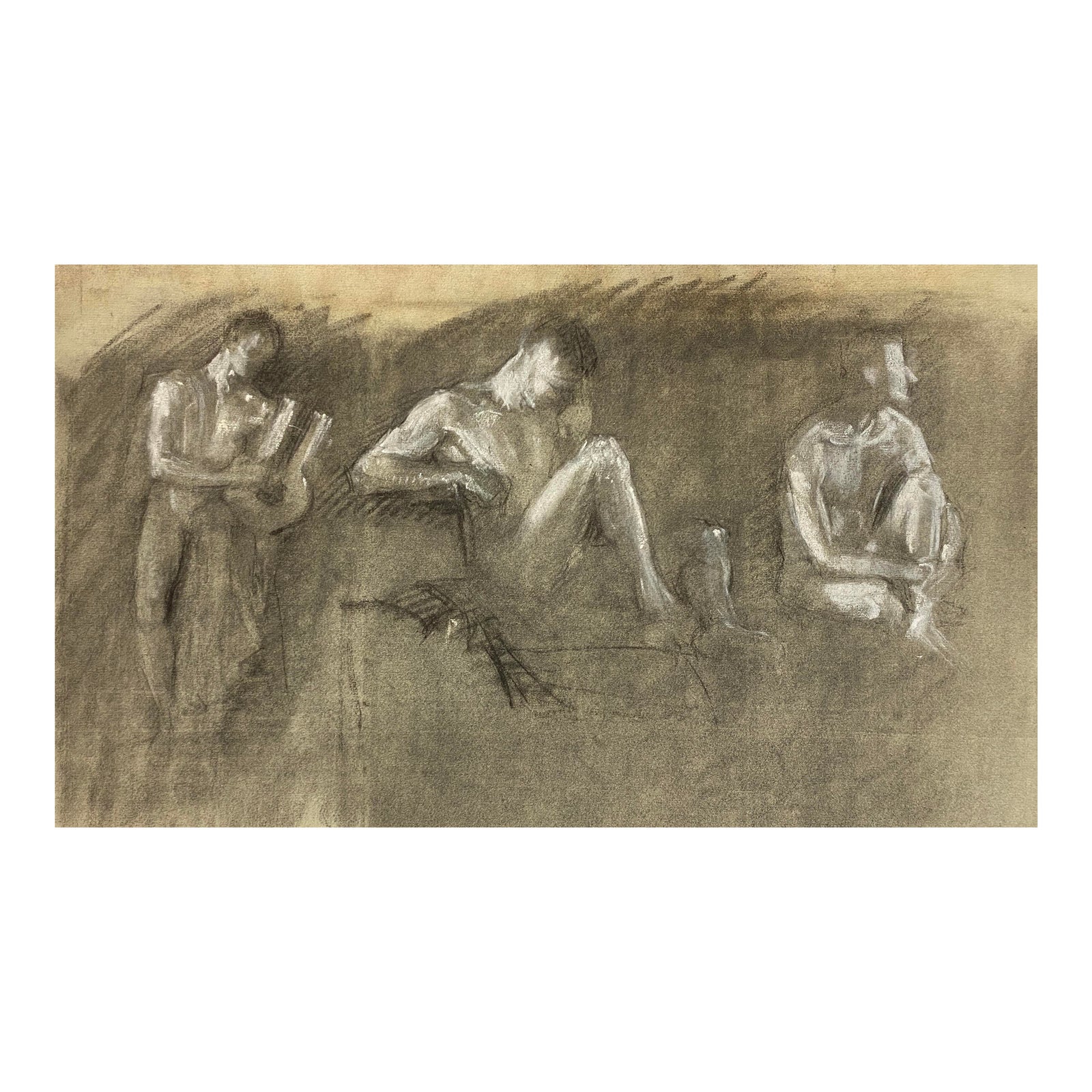 1930s Nathan Kredenser Male Nude Figure Drawing | Chairish