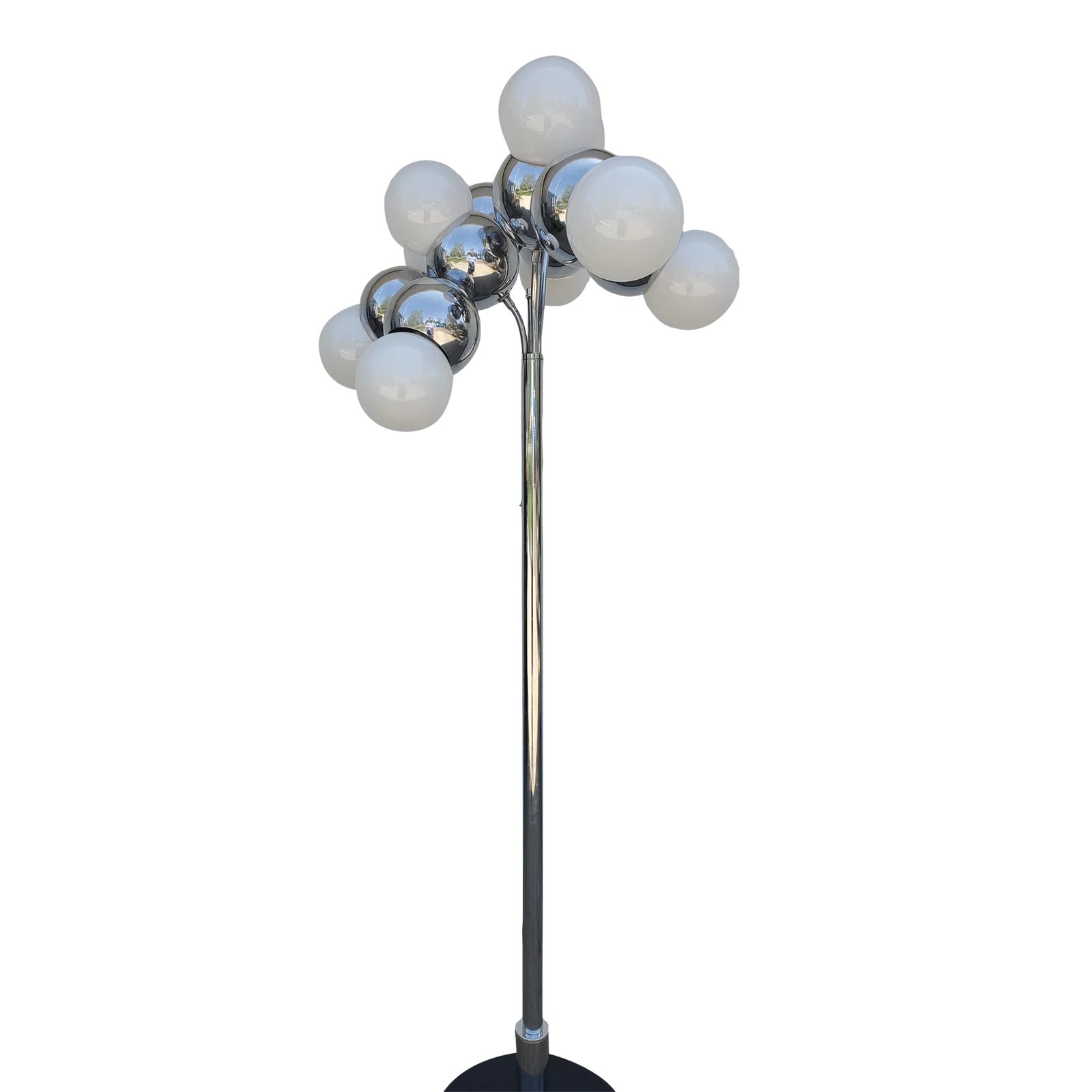 1960s Robert Sonneman Chrome Molecule Eyeball Floor Lamp | Chairish