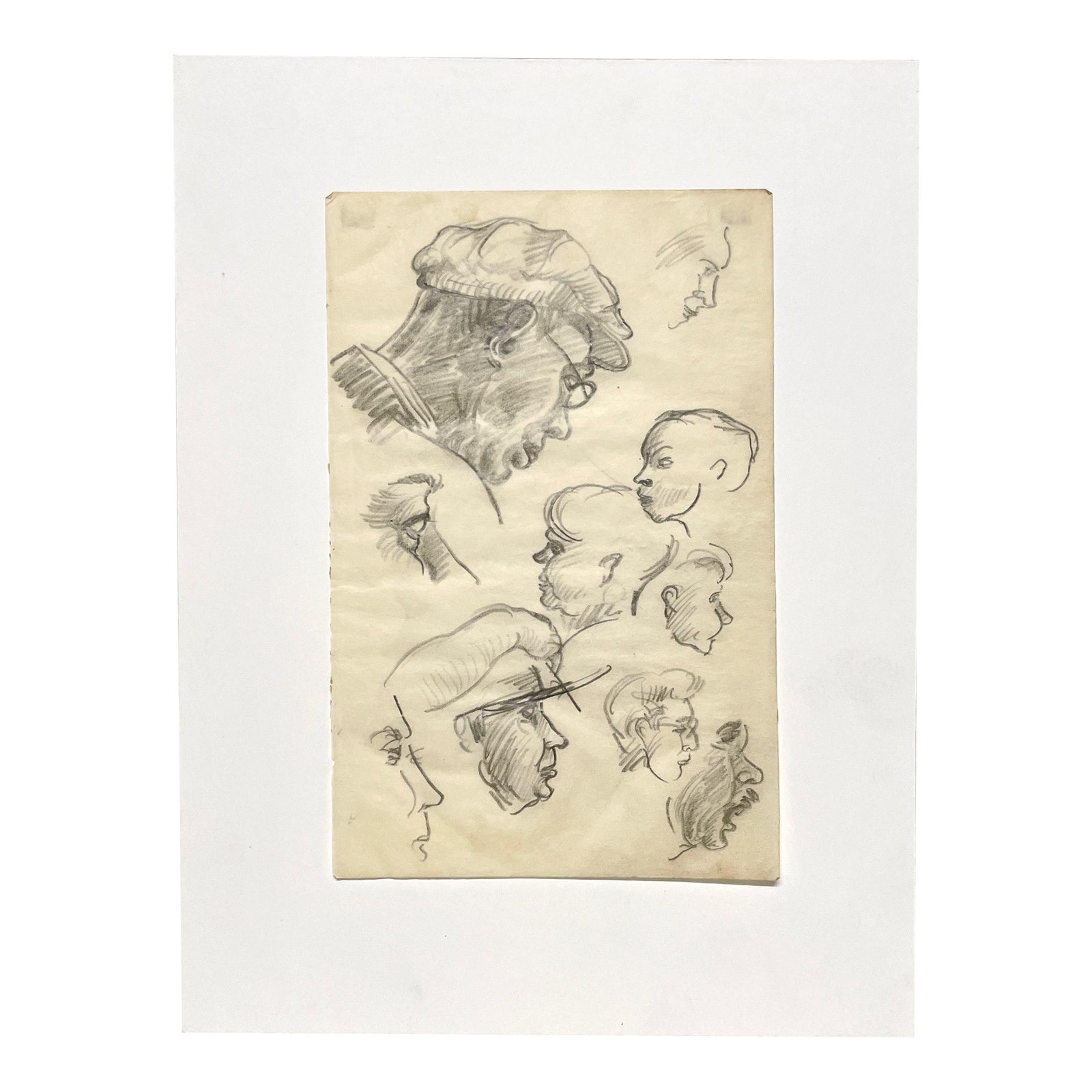 A Striking, 1930s Composite Sketch, Figure Study (Faces and Profiles ...