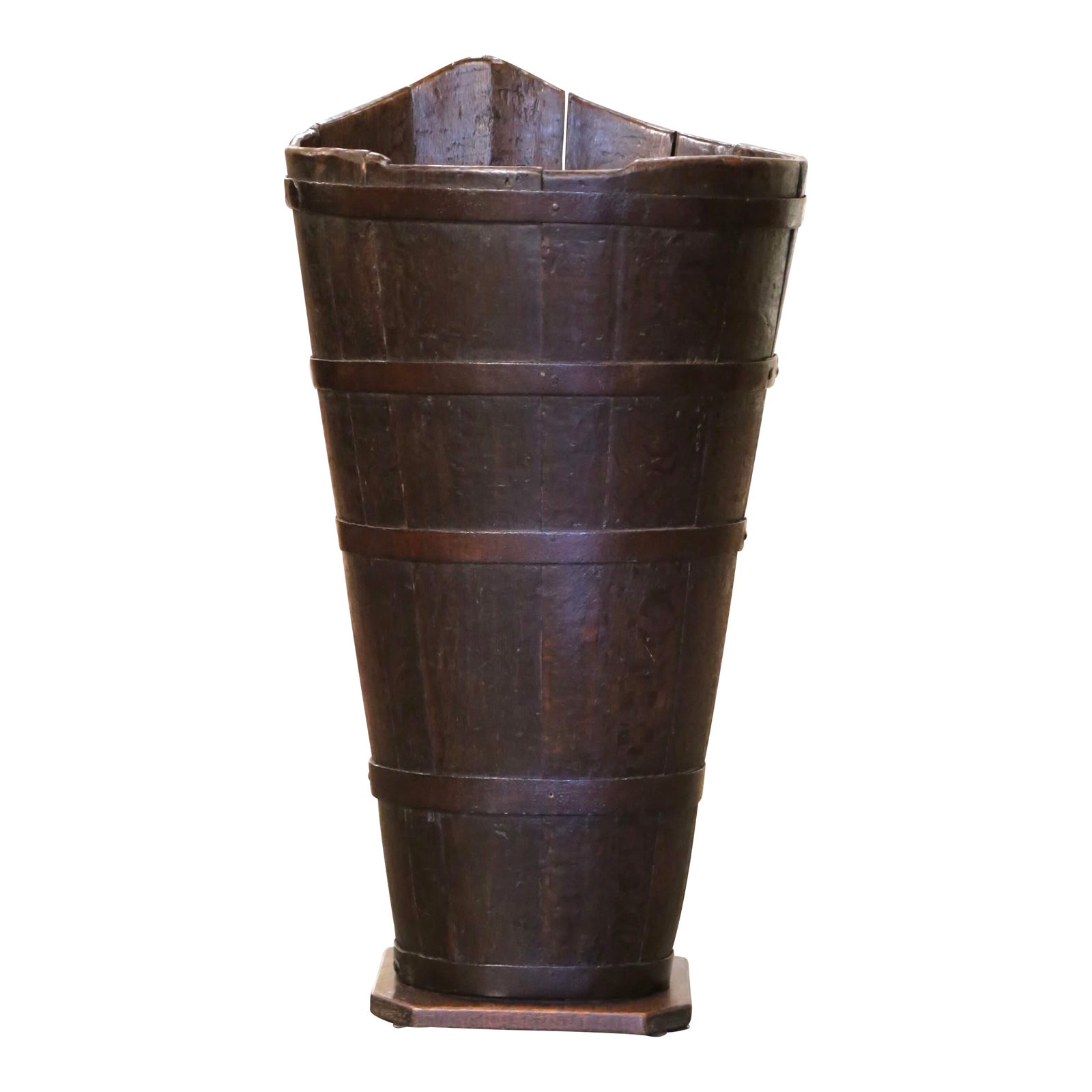 19th Century Carved Oak and Metal Grape Harvest Hod Basket From ...