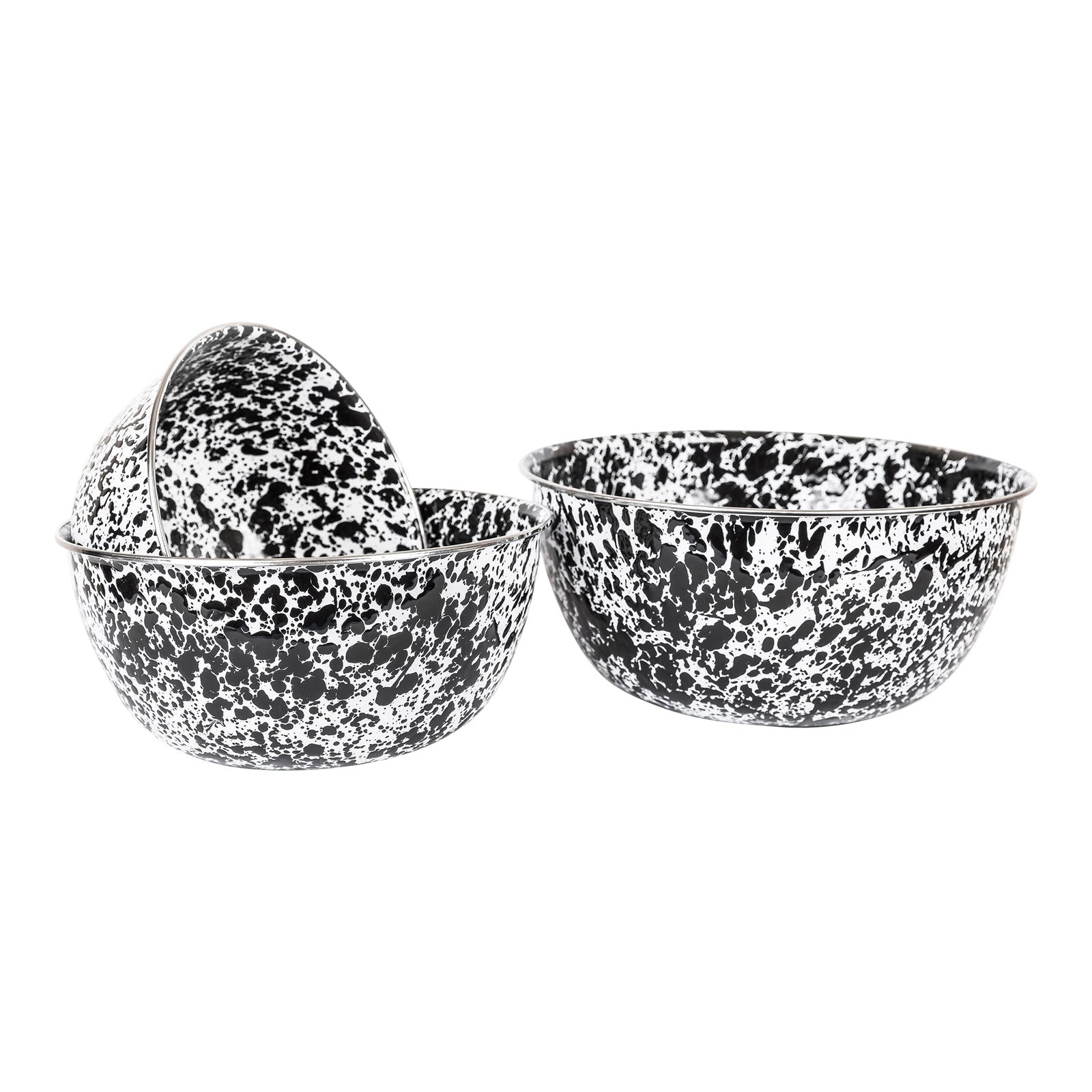 Crow Canyon Home Splatterware, Mixing Bowl Set in Black & White - 3 ...