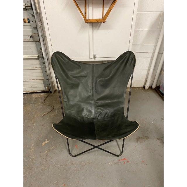 Midcentury Modern Hardoy Butterfly Chair With Leather Sling | Chairish