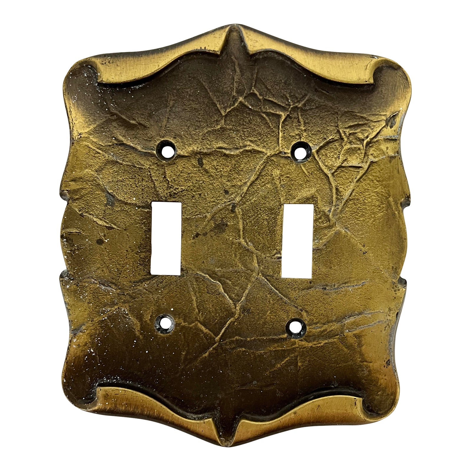 Mid Century Antique Brass Scroll Design Double Switch Lighting ...