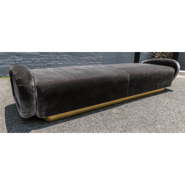 Custom Italian Style Velvet Bench With Brass Base | Chairish