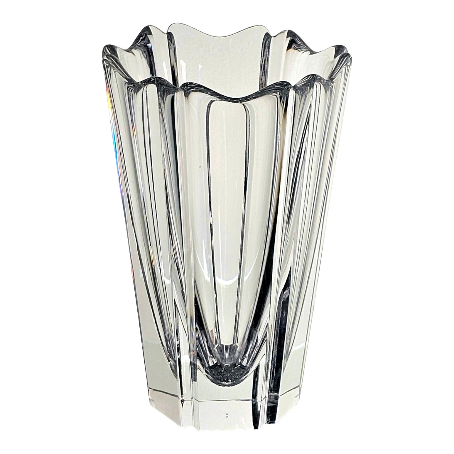 Orrefors Fleur Corona Cut Crystal Glass Vase | Chairish