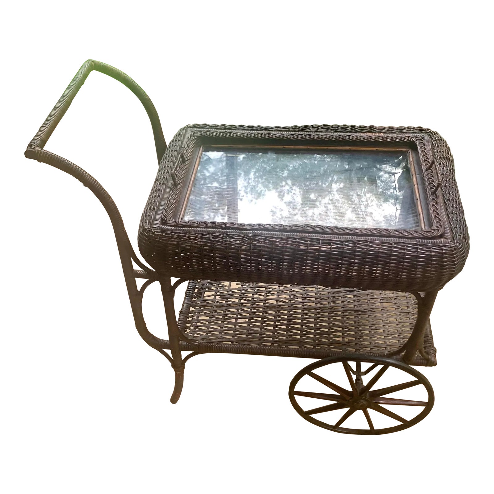 Victorian Wicker Tea Trolley Attributed to Heywood-Wakefield | Chairish