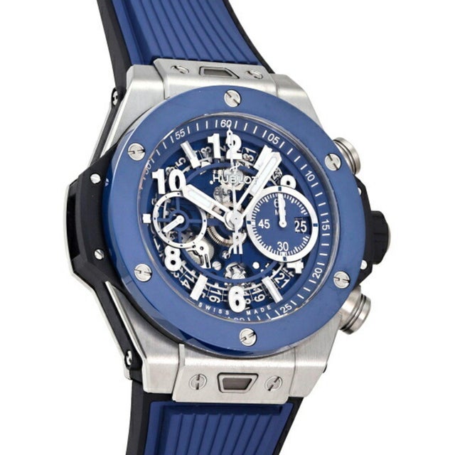 Hublot Big Bang Unico Titanium Blue Ceramic 421.Nl.5170.Rx Silver Dial Watch Men's | Chairish