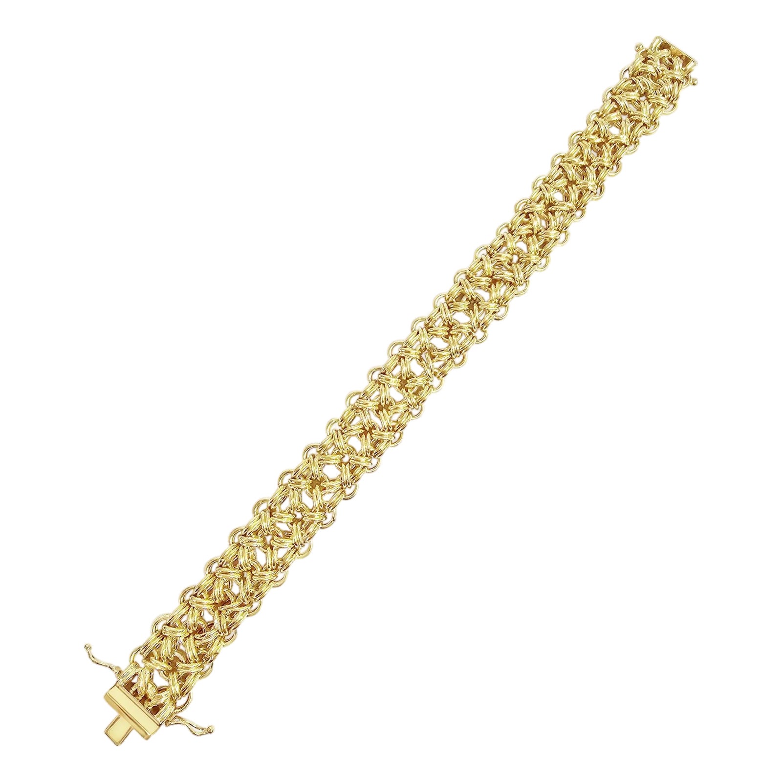 Chunky Intertwined Link Bracelet 14k Yellow Gold | Chairish