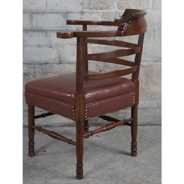Antique English Country Mahogany Ladderback Roundabout Corner Arm Chair ...