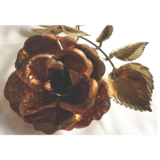 15" Vintage Brass/Copper Forever Rose Stem | Chairish