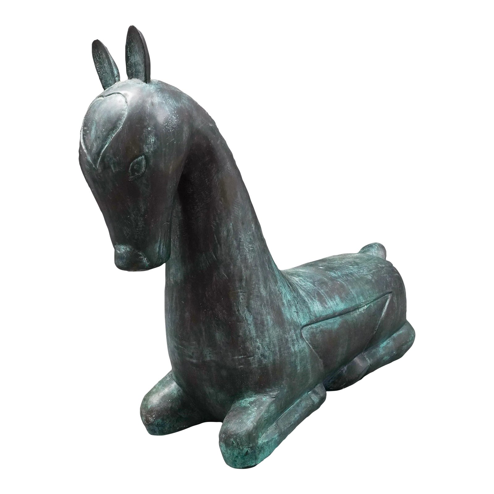 Vintage Maitland-Smith Verdigris Bronze Recumbent Foal Statue Sculpture ...