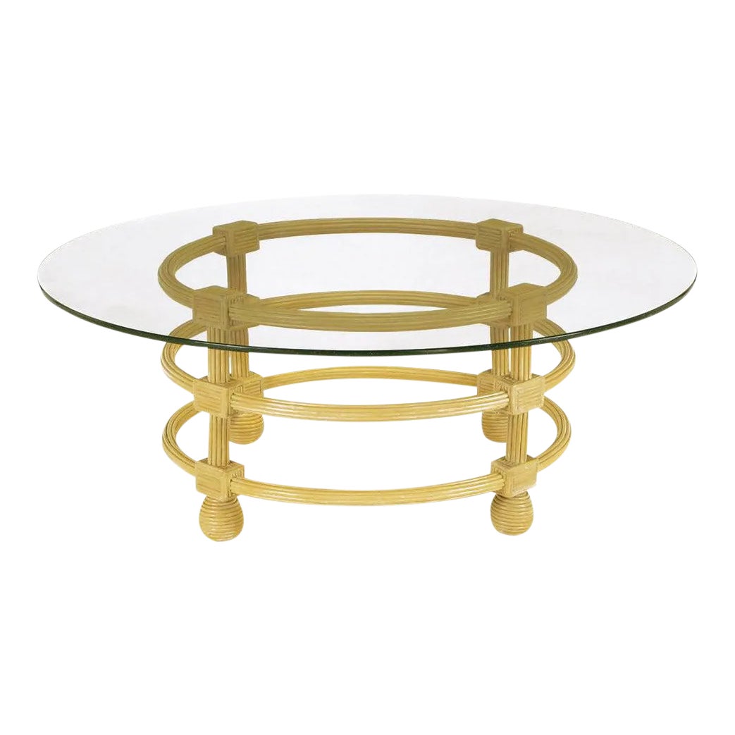 Jay Spectre Round Reeded Wood Coffee Table | Chairish