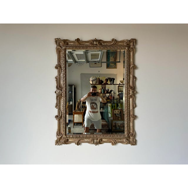 Italian Hollywood Regency - Style Carved Wood Wall Mirror | Chairish