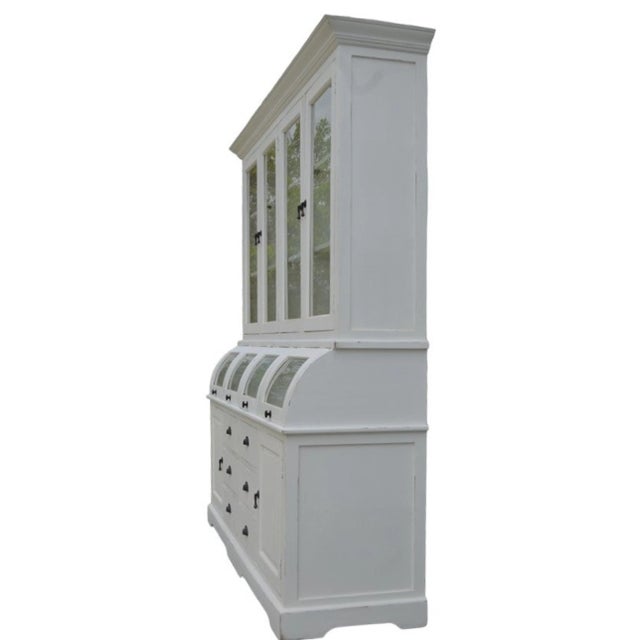 Farmhouse Distressed White Kitchen Pantry | Chairish