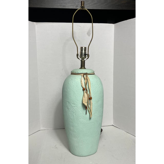 Late 20th Century Textured Seafoam Green Native Style Lamps by Markel ...