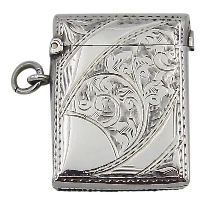 1901 Sterling Silver Vesta Match Safe by Arthur Cook of Birmingham ...
