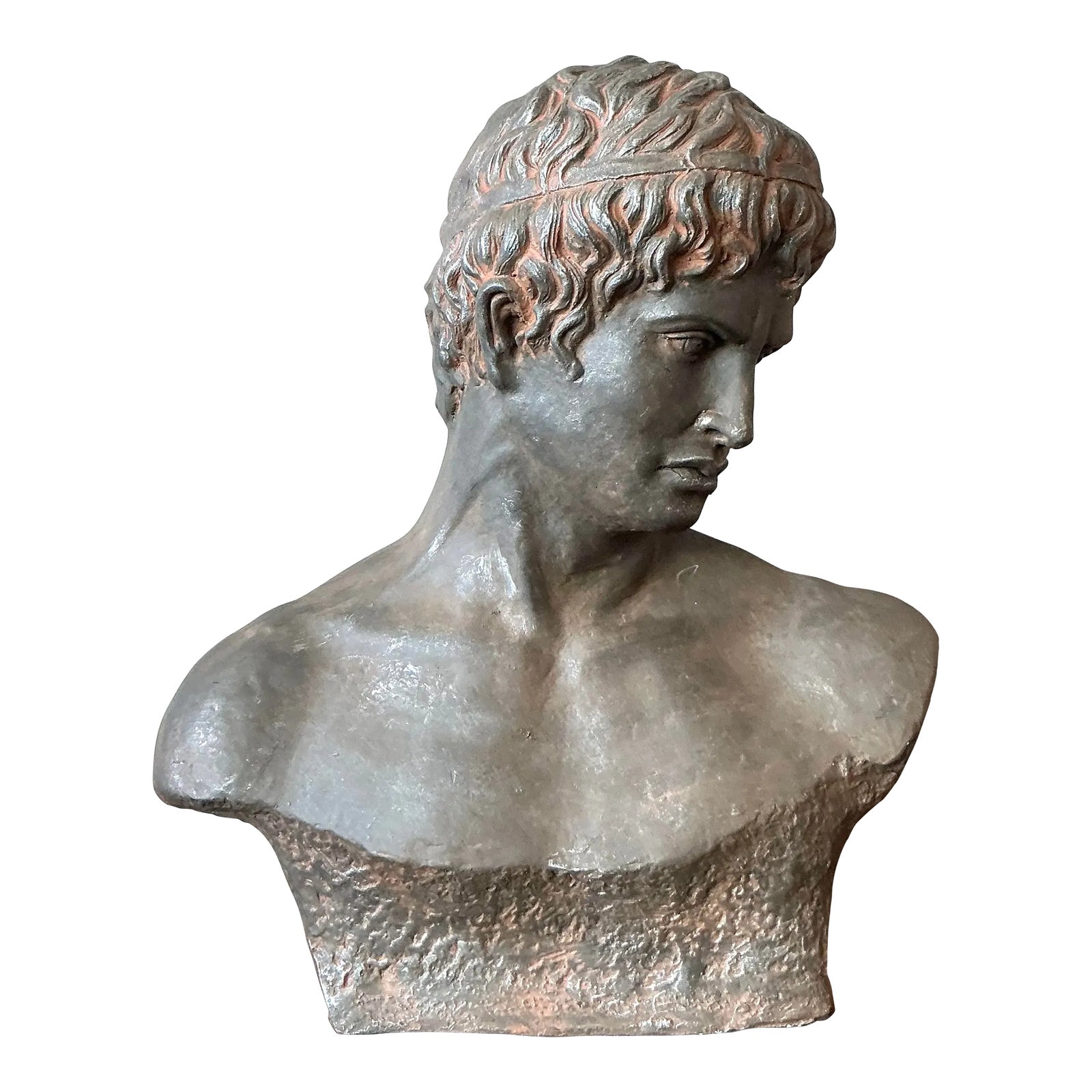 Vintage Boho Cast Plaster Bust of Man | Chairish