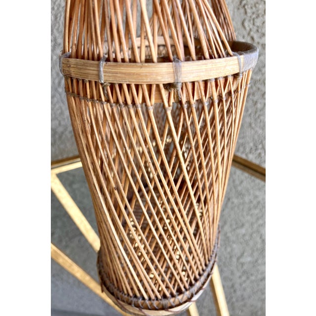 Late Mid-Century Open Weave Rattan Reed & Twine Oval Handled Basket ...