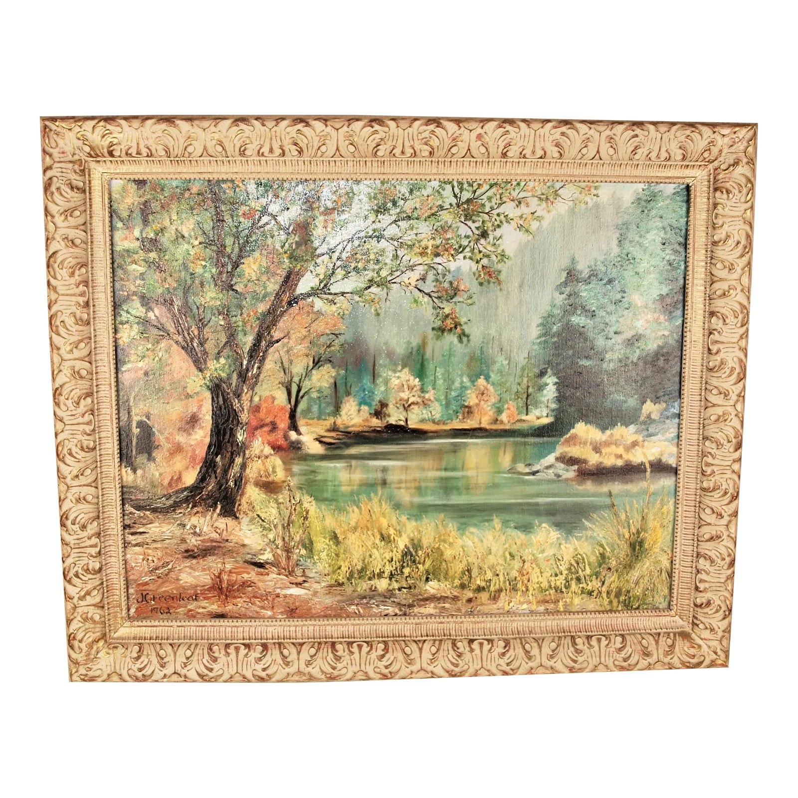 Mid 20th Century Impressionistic Meadow Scene Oil Painting by J ...