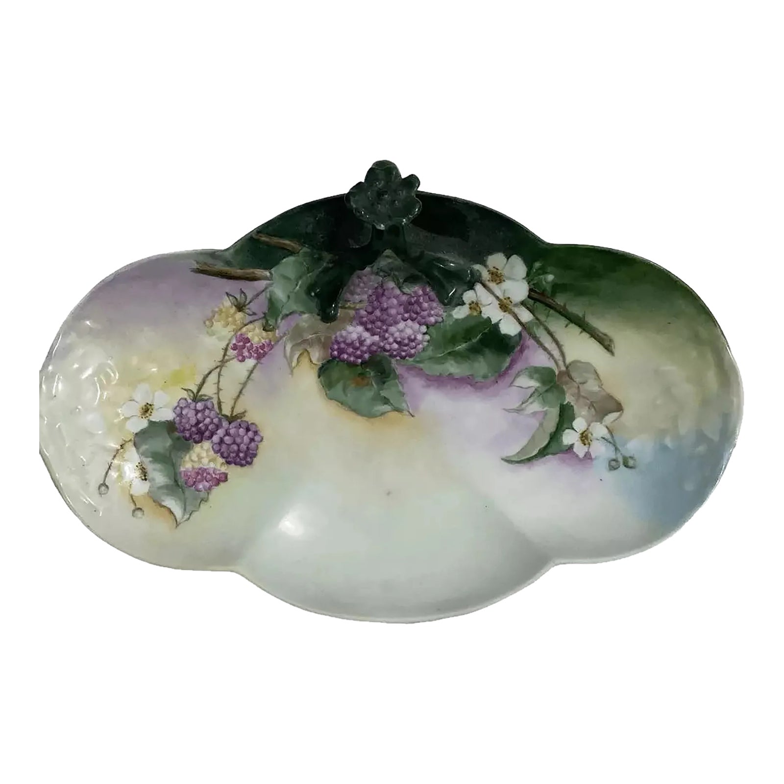 Antique Hand Painted Limoges France Grape Holder Oval Plate | Chairish