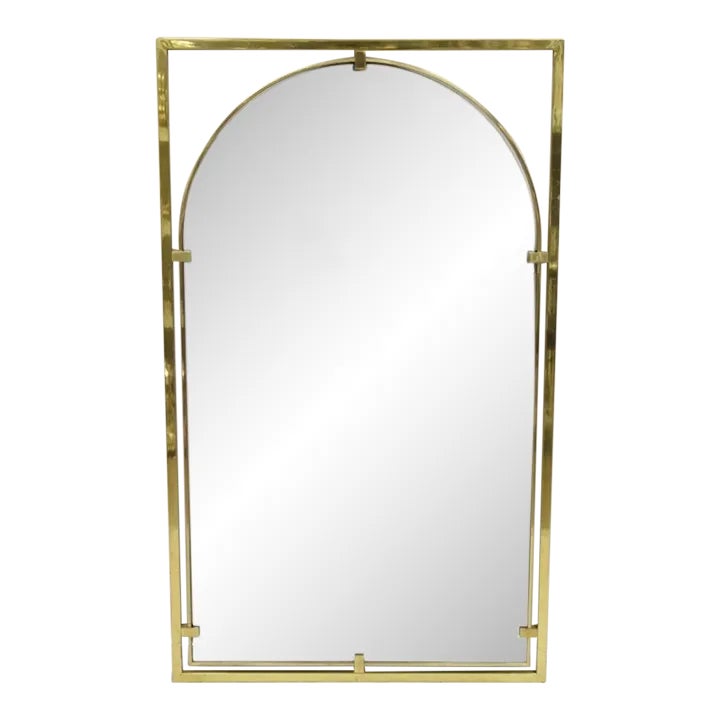 Mid 20th Century John Stuart Hollywood Regency Brass Frame Arched Glass ...