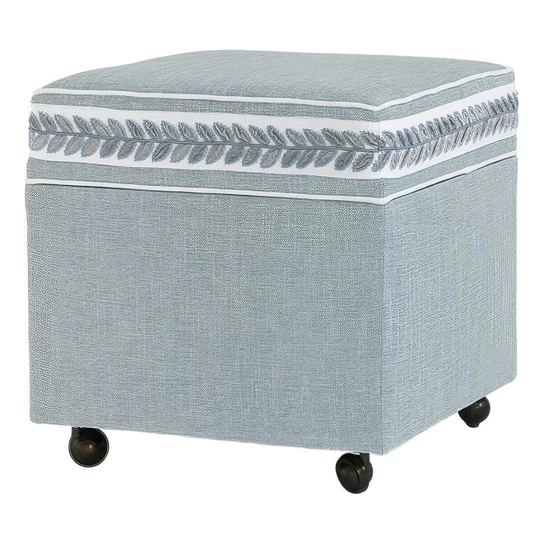 Storage Ottoman Cube in Sky Blue | Chairish