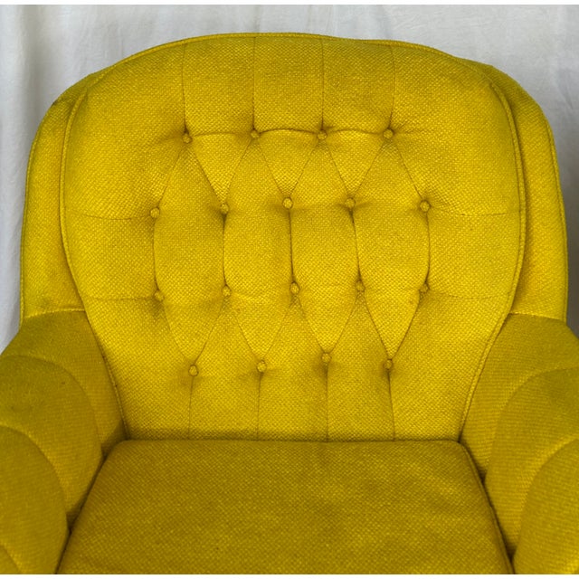 1970s Hollywood Regency Citron Tufted Swivel Rockers- a Pair | Chairish