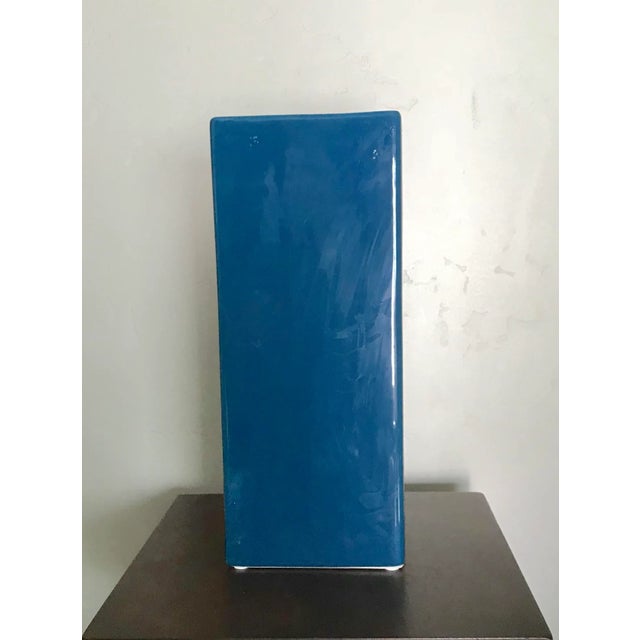 Nautical Blue and White Tall Rectangular Ceramic Vase With Shell and ...