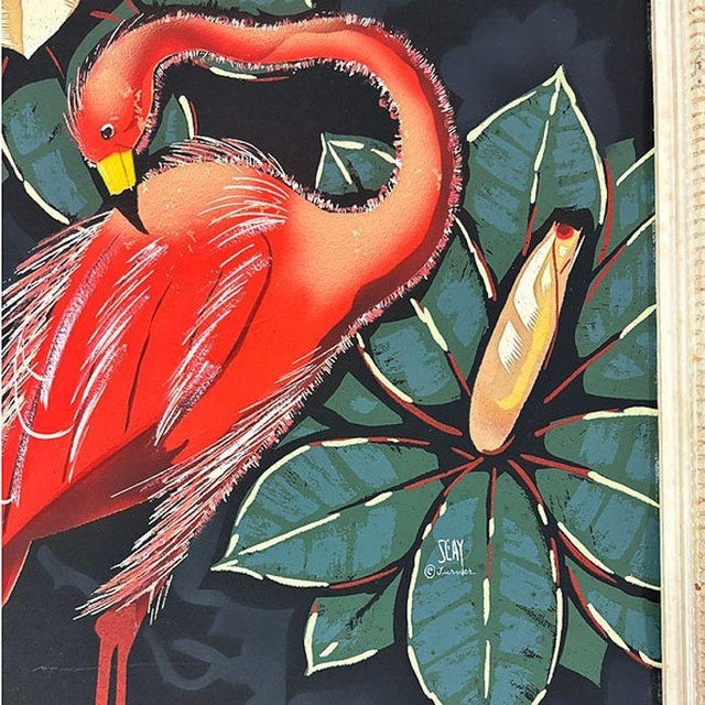 Pair of Mid Century Pink Flamingo Airbrush Prints by Billy Seay in ...