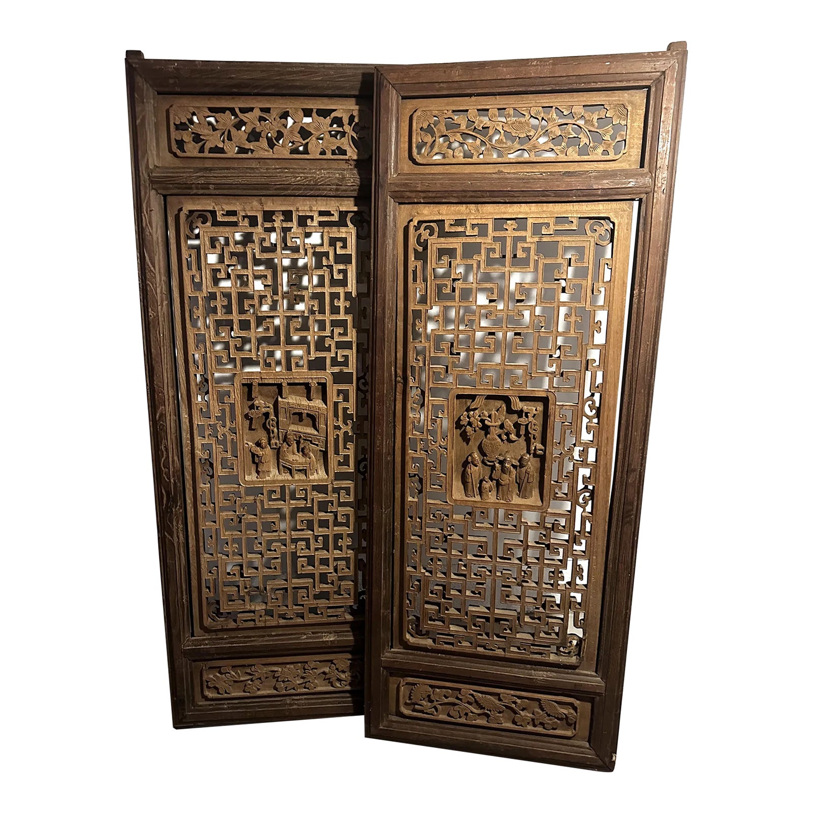 Late 19th Century Chinese Wedding Doors Shutters - Set of 2 | Chairish