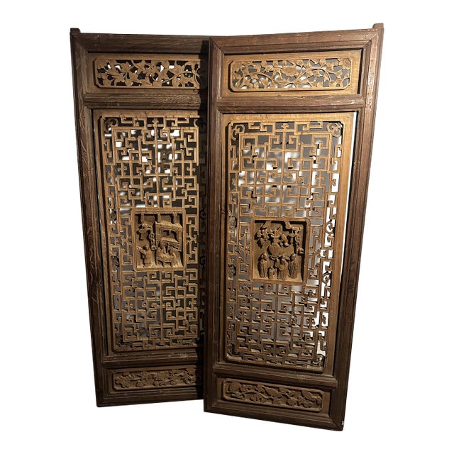 Late 19th Century Chinese Wedding Doors Shutters - Set of 2 | Chairish