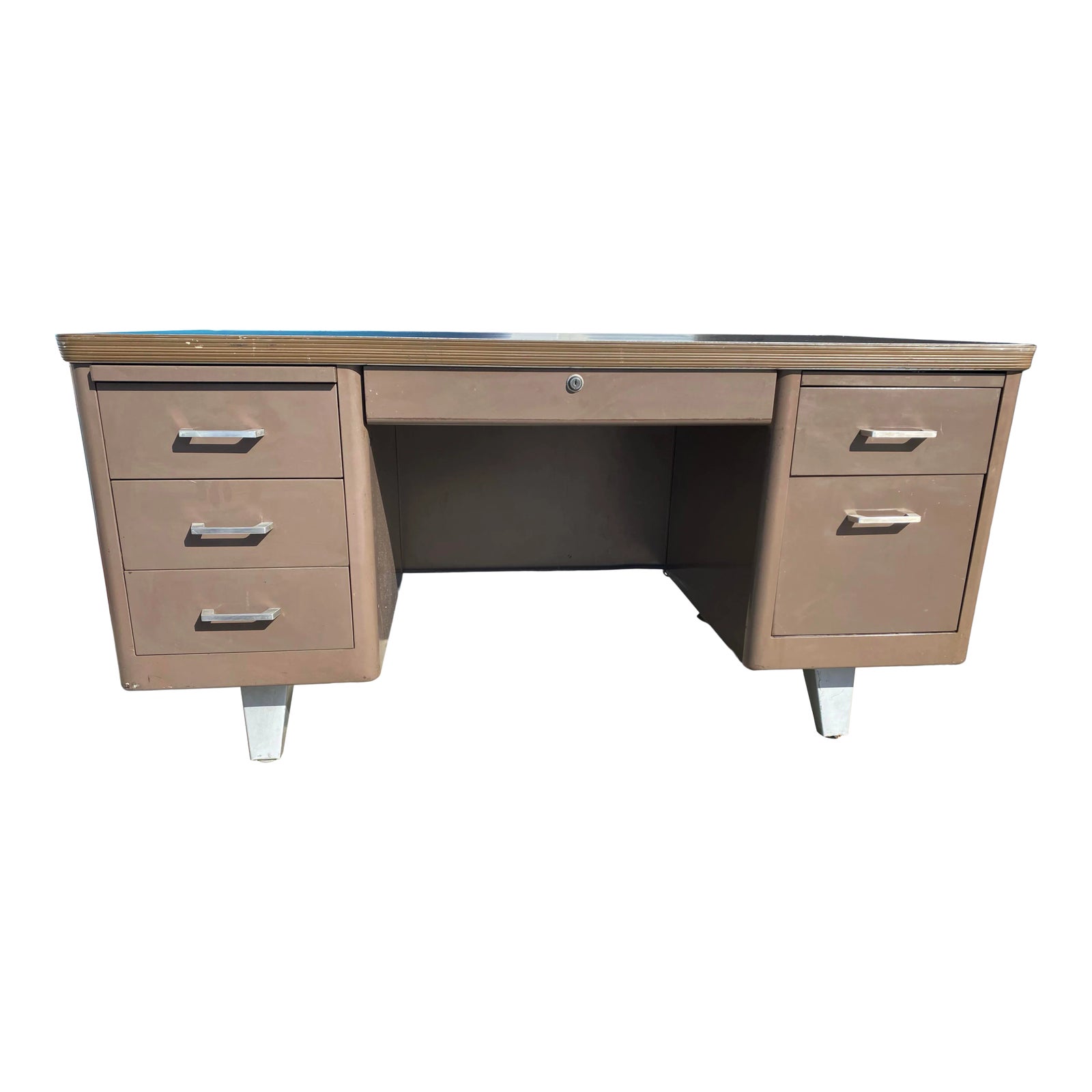 Vintage Cole Steel Metal Tanker Desk | Chairish