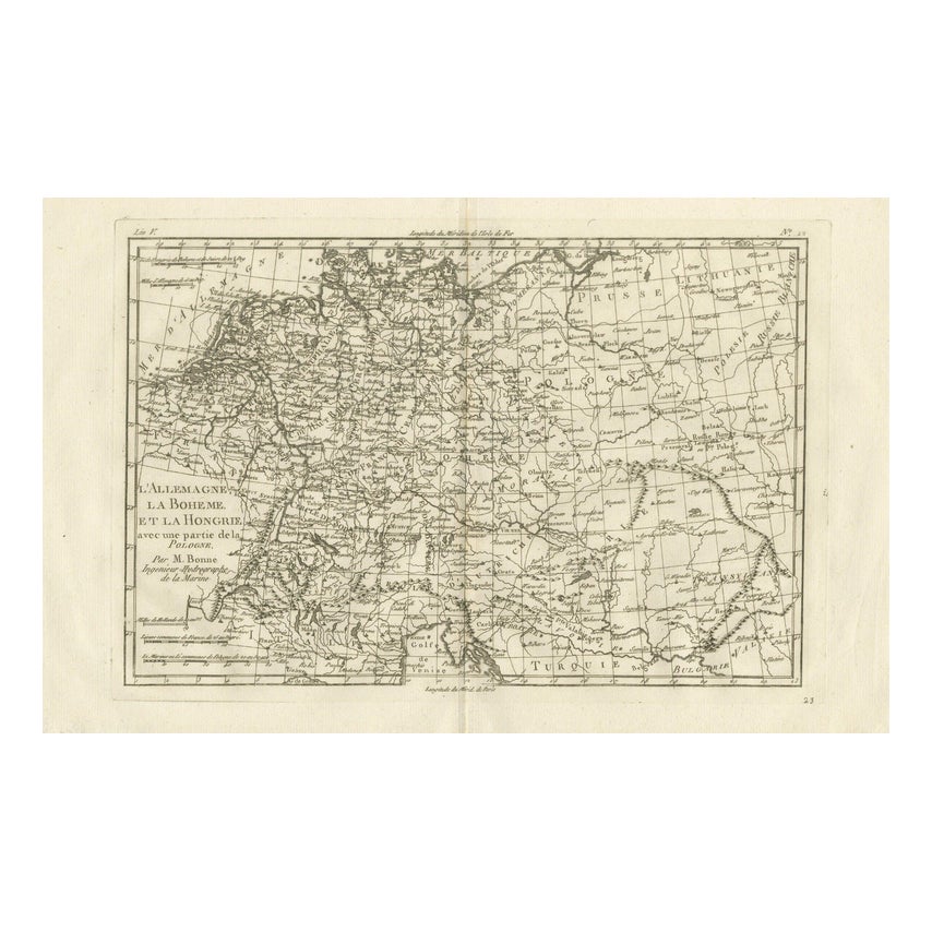 Antique German Enlightenment Map by Rigobert Bonne, 1780 | Chairish