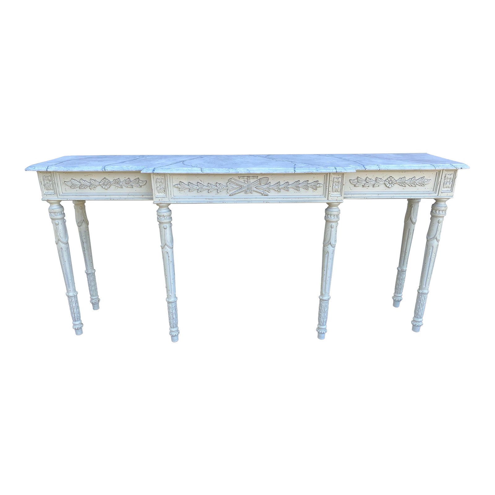1980s French Style Console With Faux Marble Top | Chairish