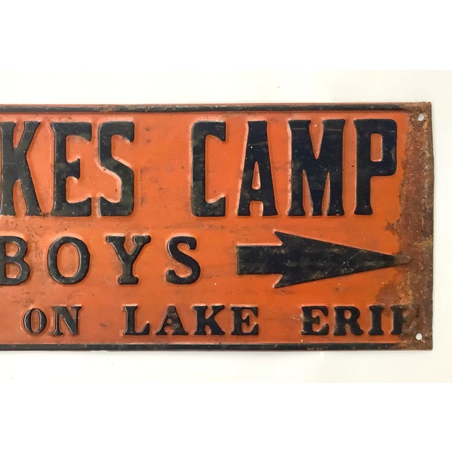 Early 1900s Metal Embossed Lettering Great Lakes Camp Sign | Chairish