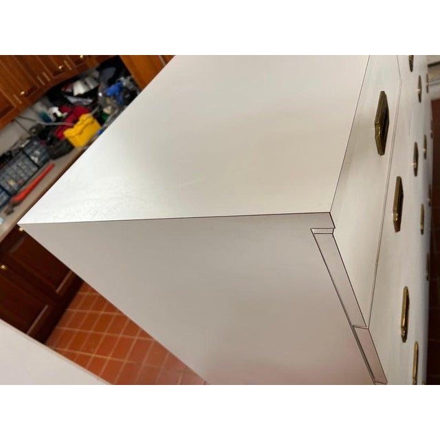 Large White Post Modern Custom Campaign Dresser | Chairish