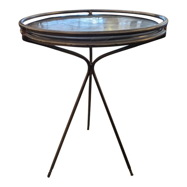 1980s Granite Top Side Table Tri Leg | Chairish