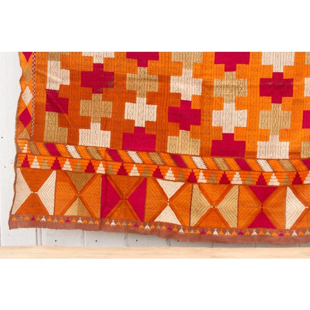 Antique Ceremonial Indian Phulkari Throw | Chairish